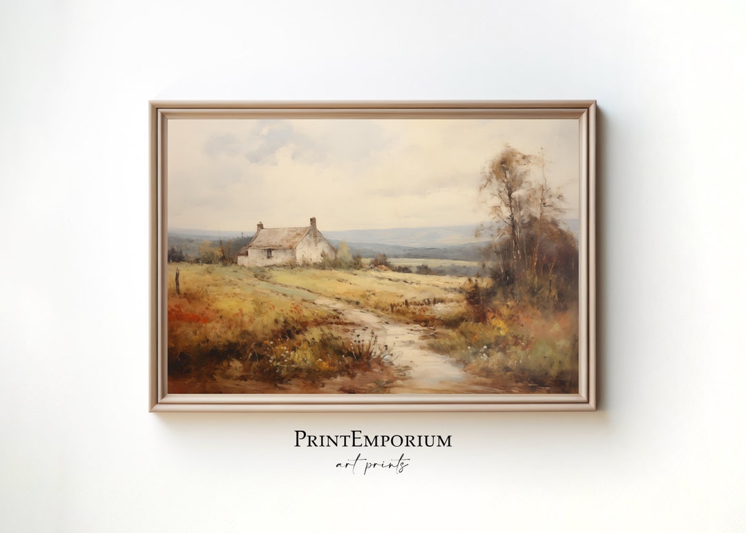 PRINTABLE Landscape Art | Rustic English Countryside Cottage Print ...