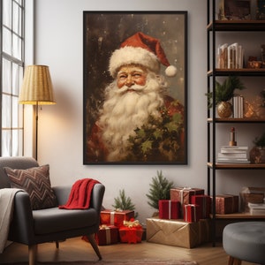 Santa Claus Printable Portrait Painting, Vintage Christmas Wall Art ...