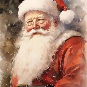 Santa Claus Printable Portrait Painting, Vintage Christmas Wall Art ...