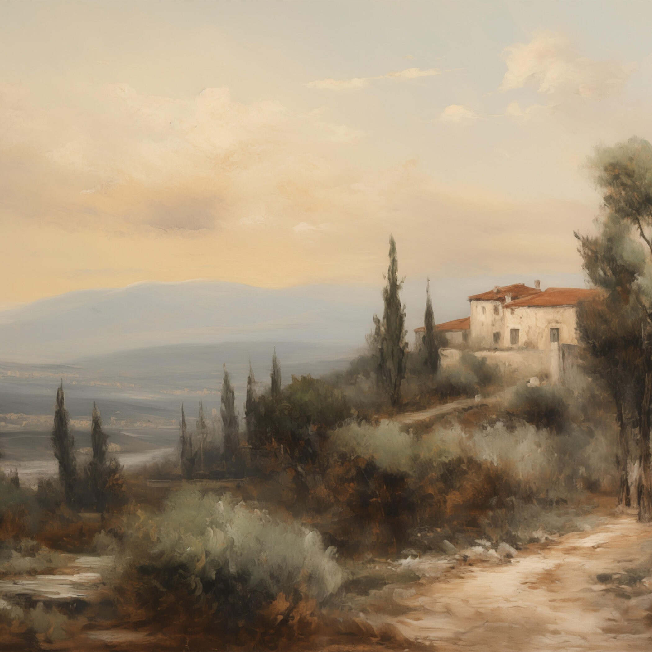 PRINTABLE Italian Villa Landscape Wall Art | Vintage Tuscany Wall Decor ...