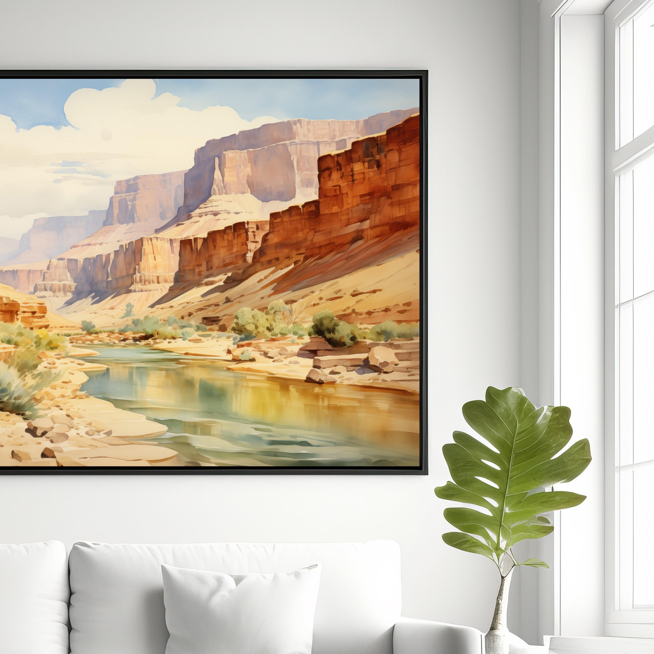 Vintage Grand Canyon Painting | Watercolor Desert Landscape ...