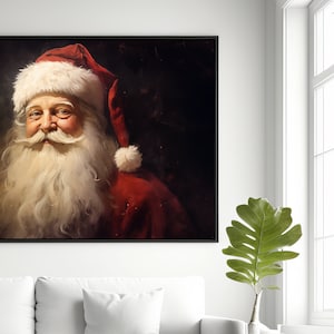Santa Claus Printable Portrait Painting, Vintage Christmas Wall Art ...