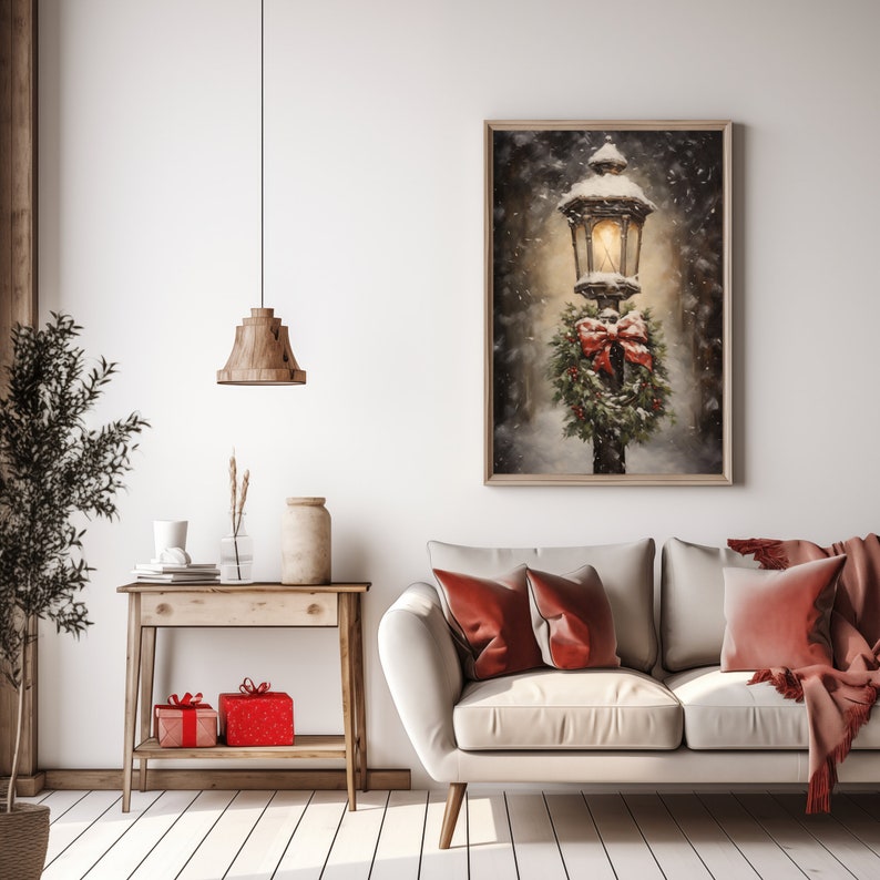 Christmas Wall Decor Printable Christmas Lamp Painting, Festive Xmas ...