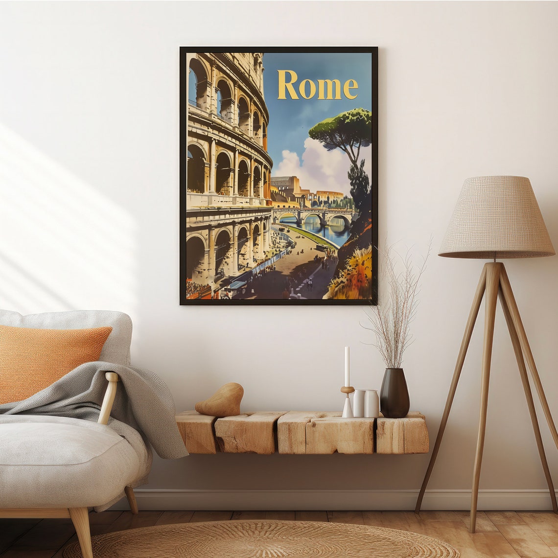 Rome Travel Poster | Retro Wall Decor | Vintage Travel Wall Decor ...