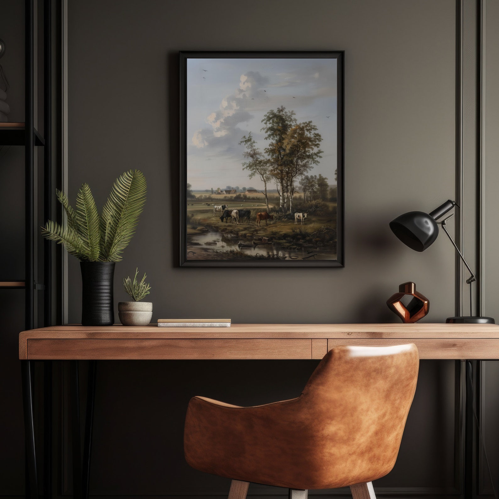 Cows Farm Scene Antique Oil Painting | DIGITAL DOWNLOAD | Rustic ...