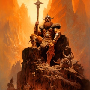 Vintage Viking Fantasy Art Print, Frank Frazetta Style Art, Large ...