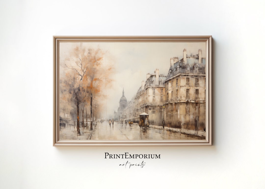 Rustic Paris Cityscape Art Print, Vintage Painting, Paris Art Print ...
