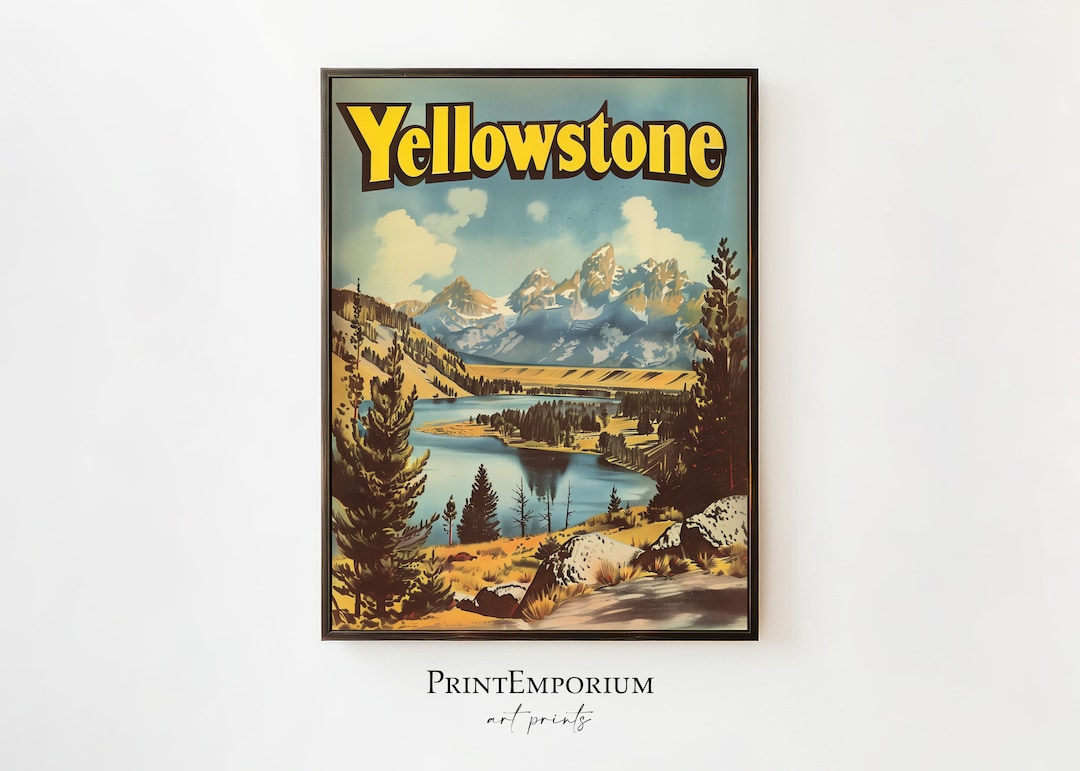 Vintage Yellowstone Travel Poster, National Park Print, Retro Wall Art ...