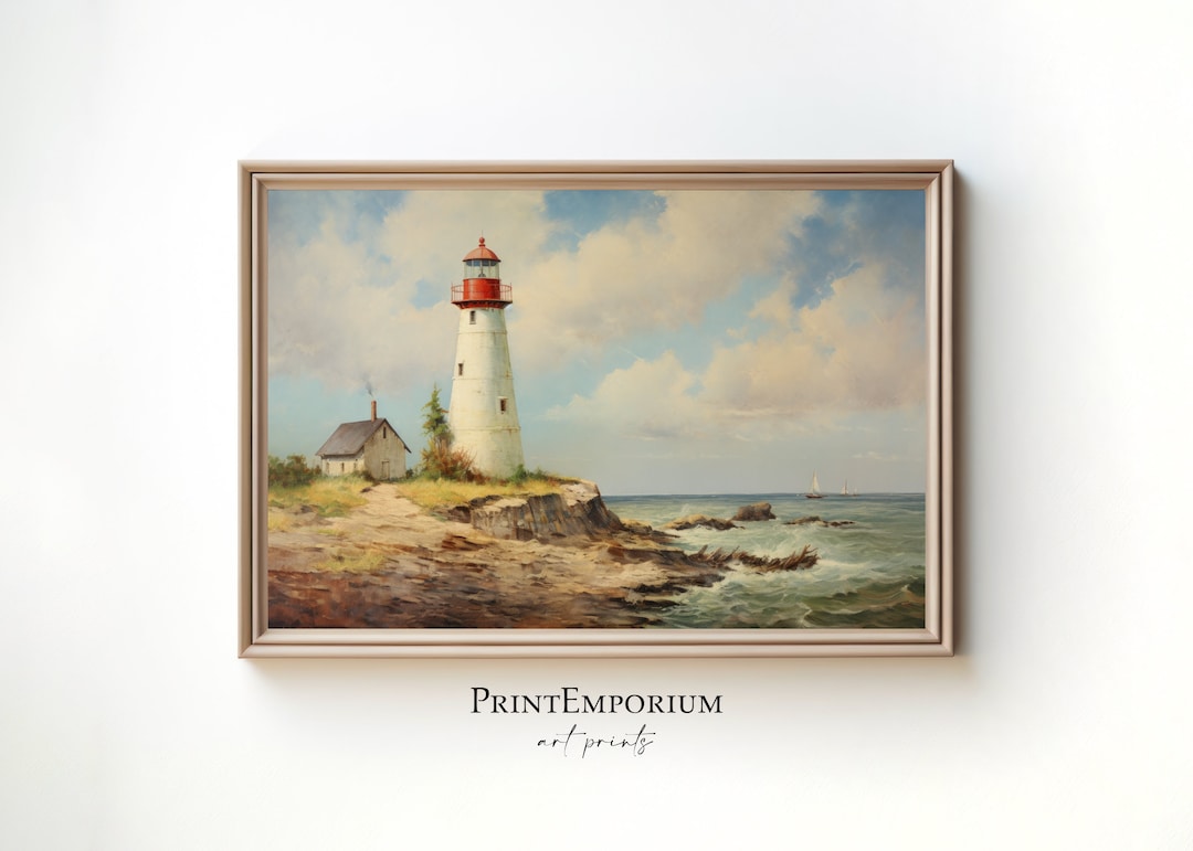Lighthouse Painting Art Print, Lighthouse Decor, Coastal Wall Art ...