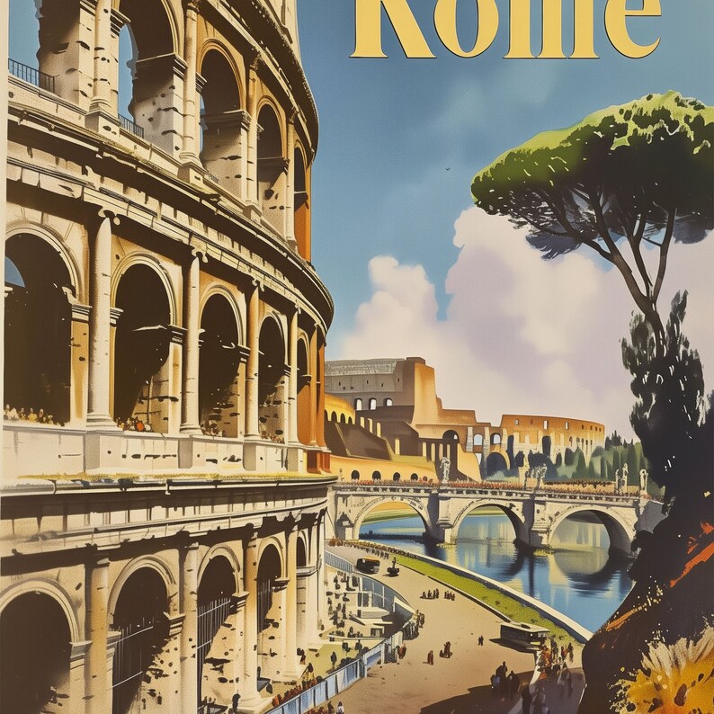 Rome Travel Poster | Retro Wall Decor | Vintage Travel Wall Decor ...