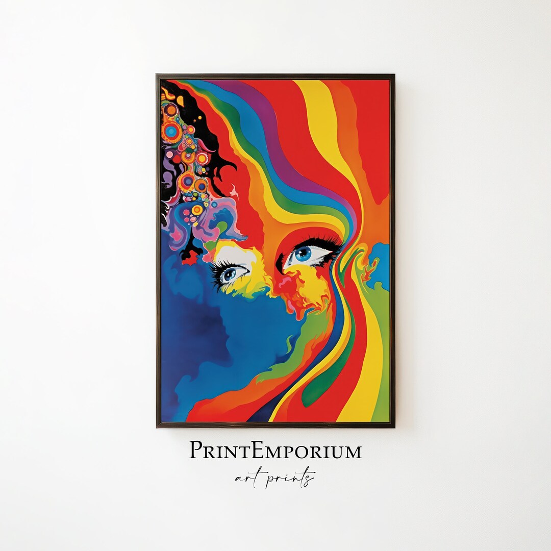 60s Psychedelic Woman Painting 1960s Art Style Pop Art Wall - Etsy