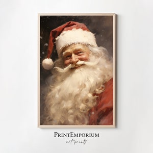 Santa Claus Printable Portrait Painting, Vintage Christmas Wall Art ...