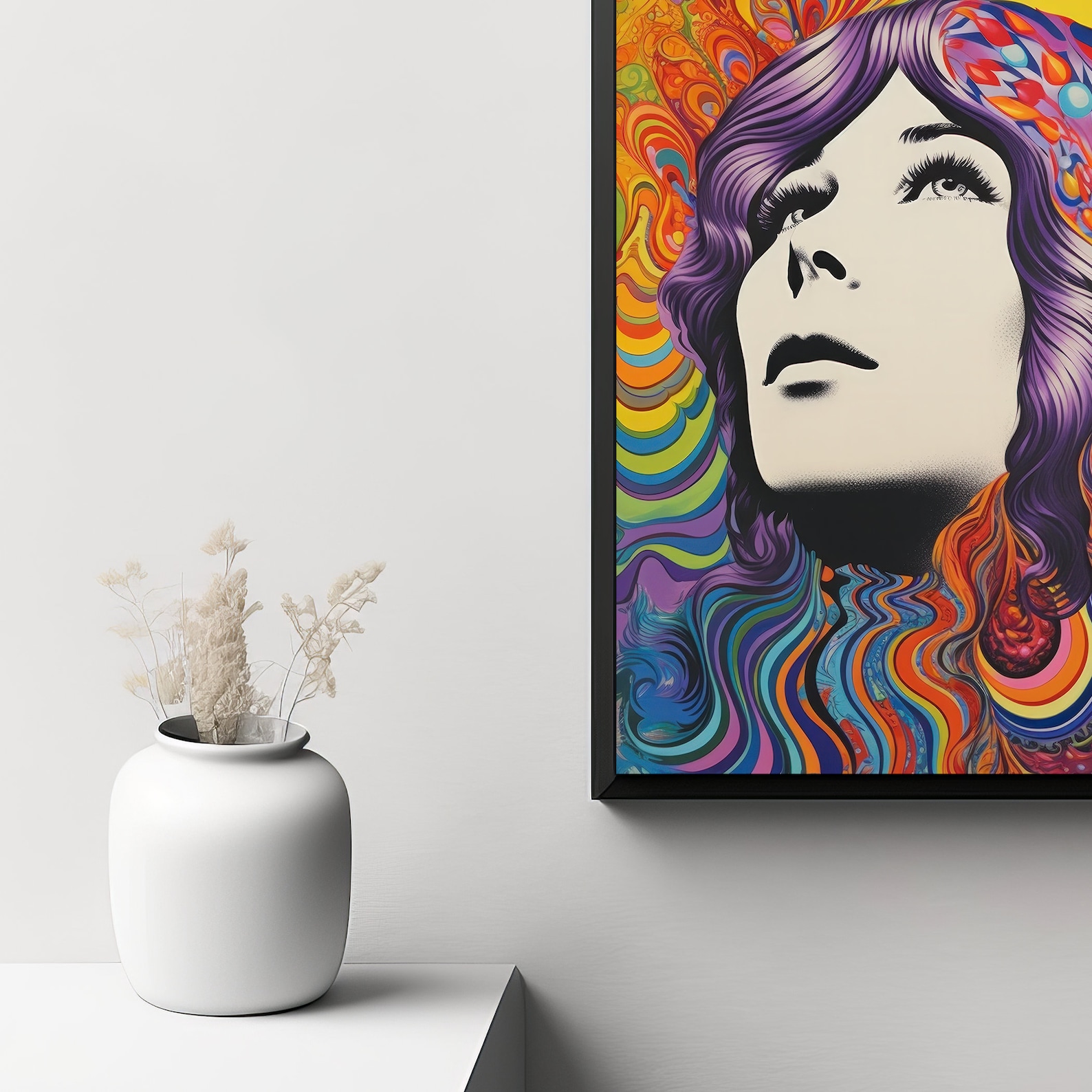 60s Psychedelic Woman Painting, 1960s Art Style, Pop Art Wall Decor ...