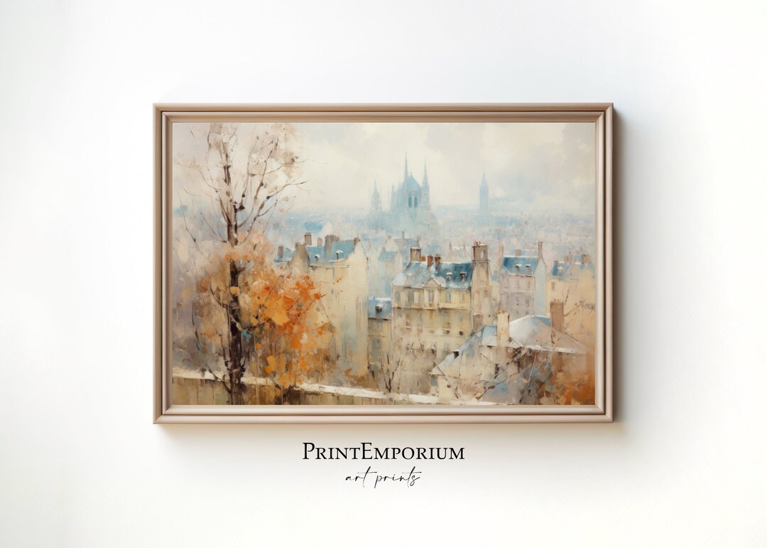 Rustic Paris Cityscape Art Print, Vintage Painting, Paris Art Print ...