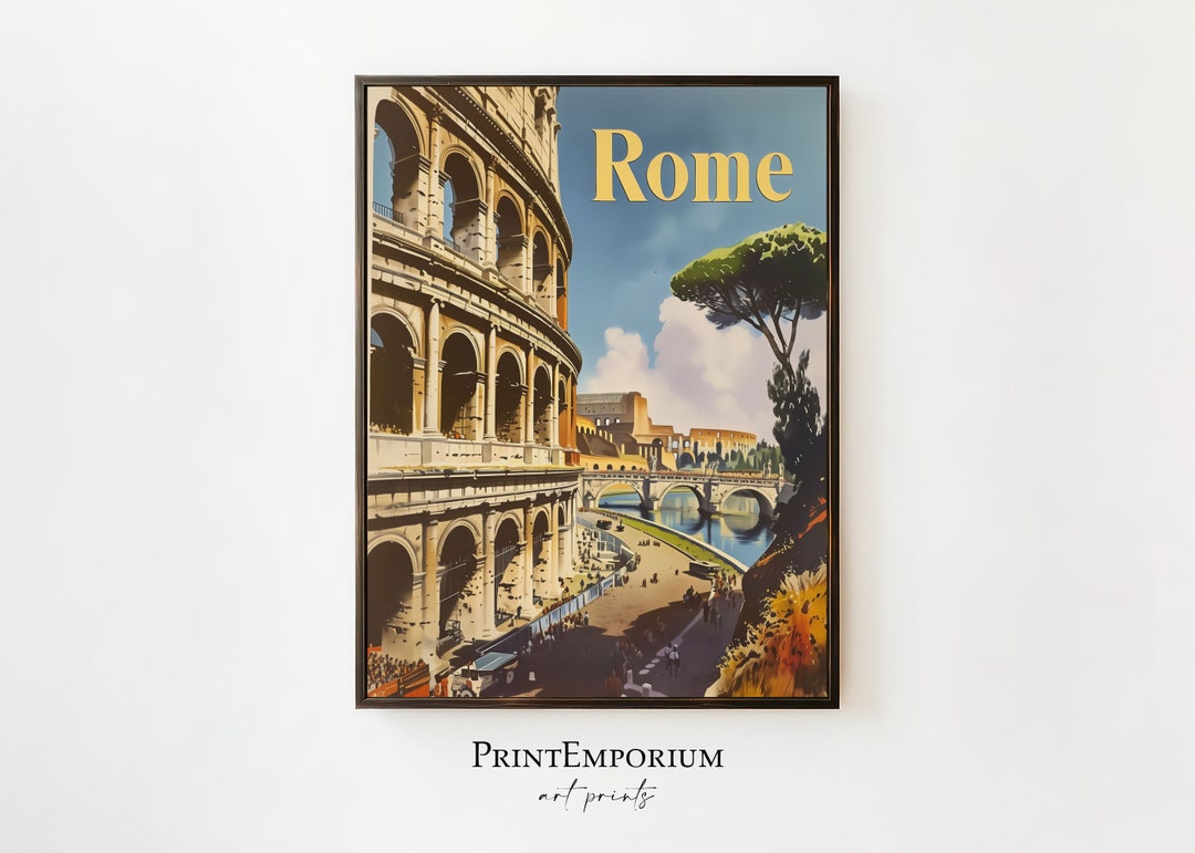 Rome Travel Poster | Retro Wall Decor | Vintage Travel Wall Decor ...