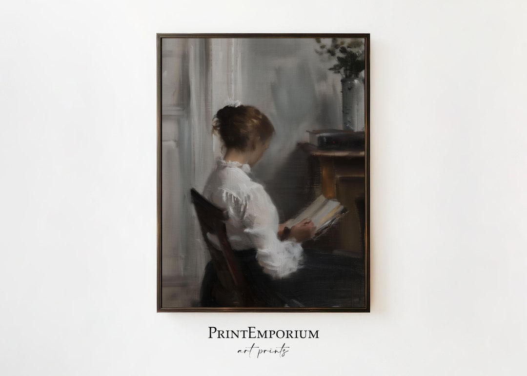 Vintage Woman Reading Painting | Elegant Victorian Reader Art Print ...