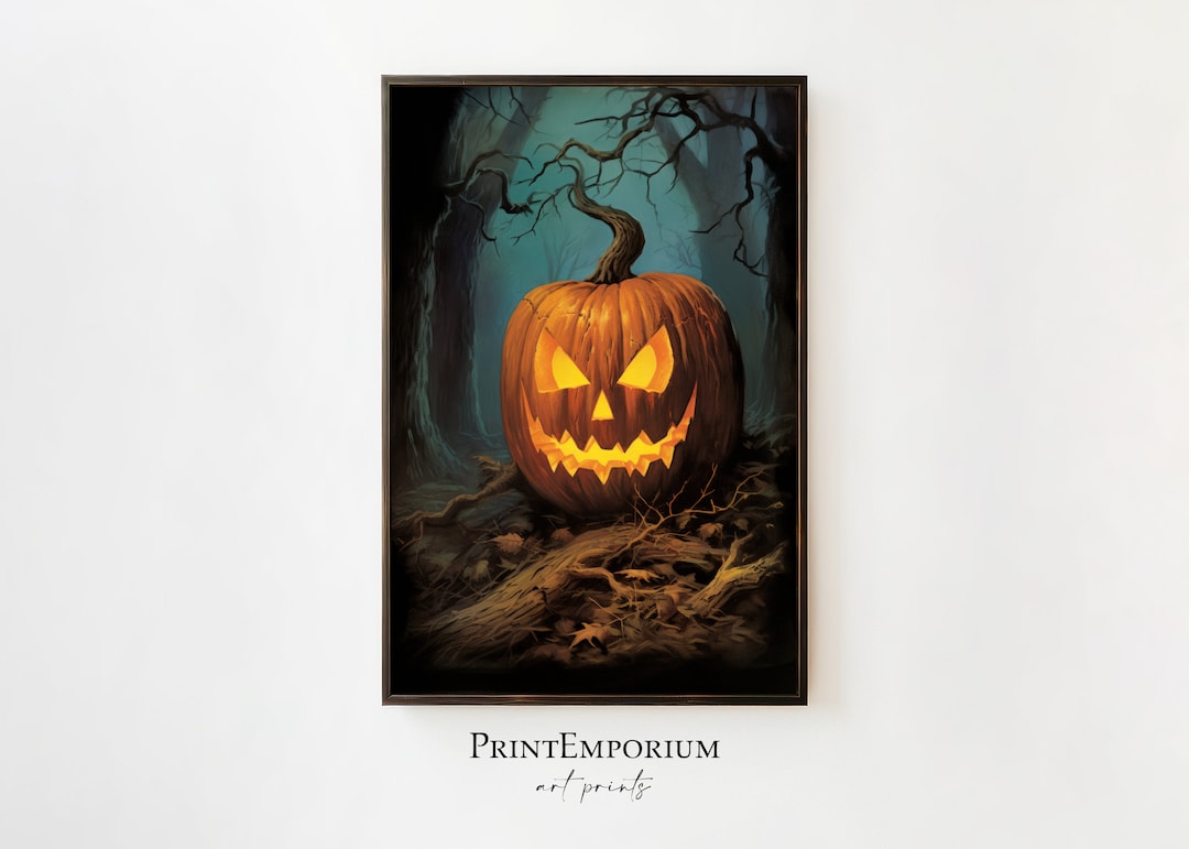 Vintage Halloween Pumpkin Digital Download Printable Wall Art, Retro ...