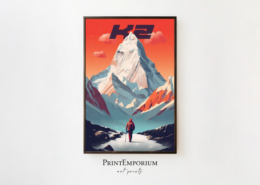 K2 Printable Travel Poster, Mountains Travel Poster, K2 Mountain, Large ...