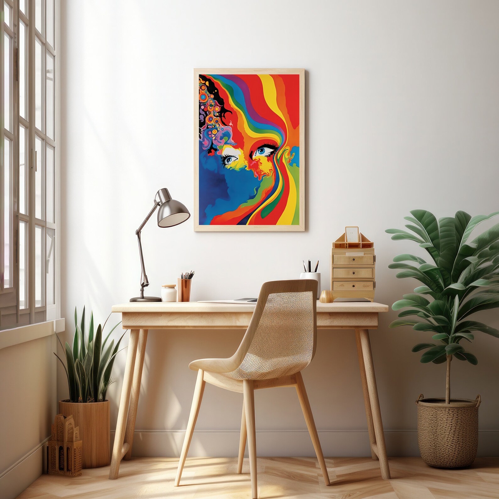 60s Psychedelic Woman Painting, 1960s Art Style, Pop Art Wall Decor ...