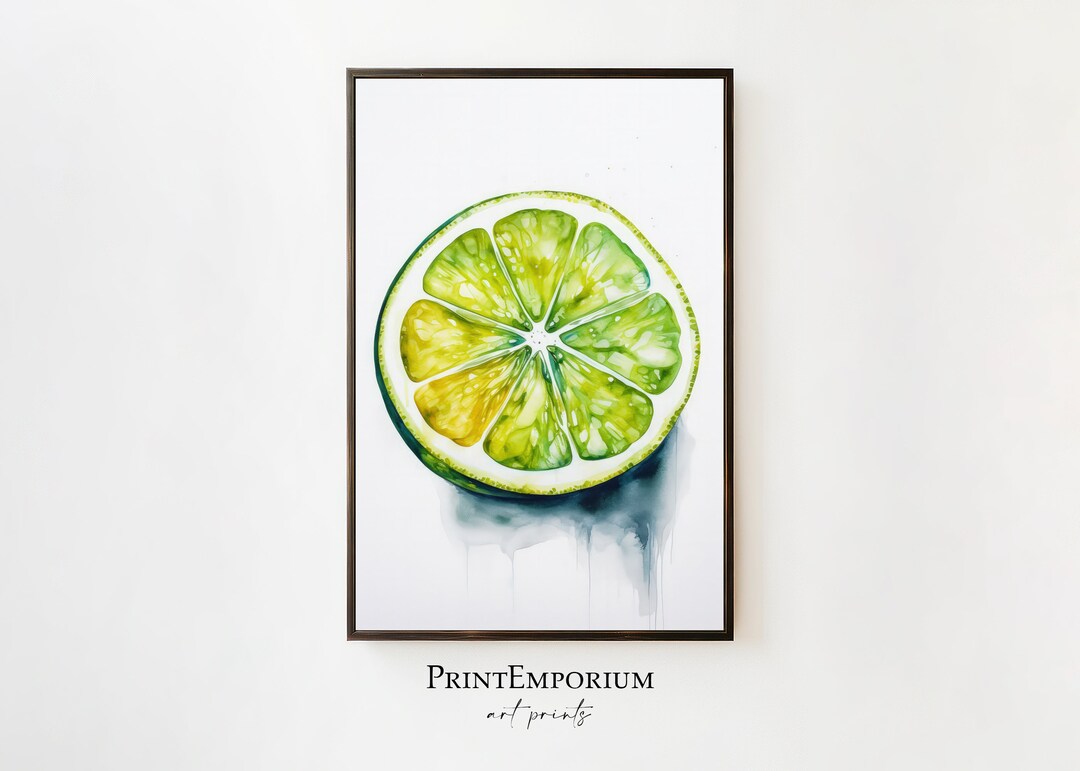 Minimalist Sliced Lime Poster, Modern Wall Art, Framed Lime Print ...