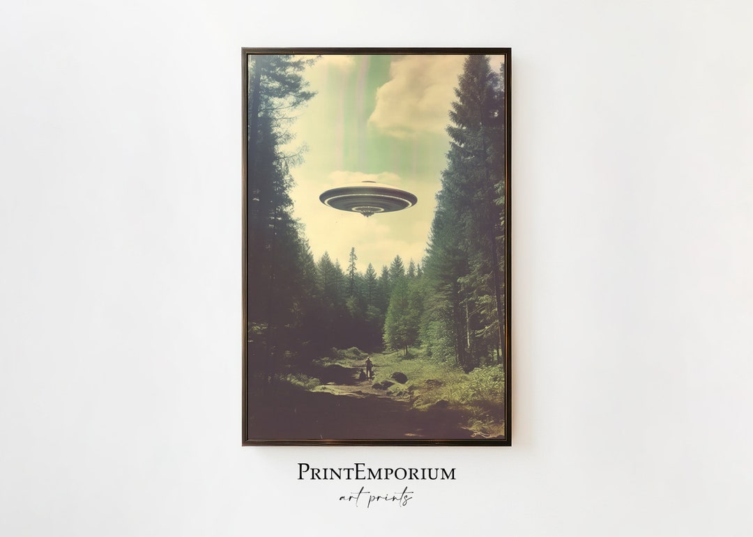 UFO Poster, Large UFO Wall Art, Large Framed Art, Home Decor, Trippy ...