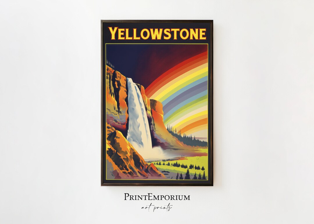 Yellowstone National Park Poster, Vintage Travel Poster, National Park ...