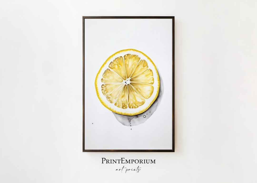 Minimalist Sliced Lemon Poster, Modern Wall Art, Framed Lemon Print ...