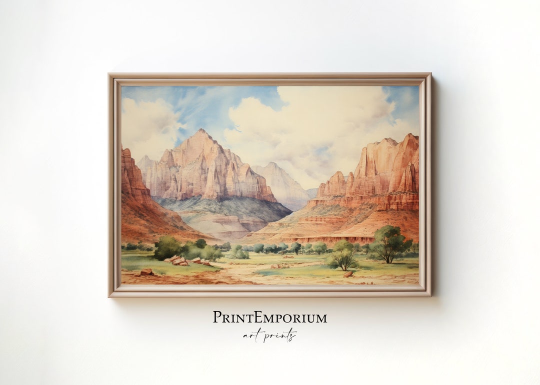 Zion Watercolor Art Print, National Park Painting, Zion Wall Art, Zion ...