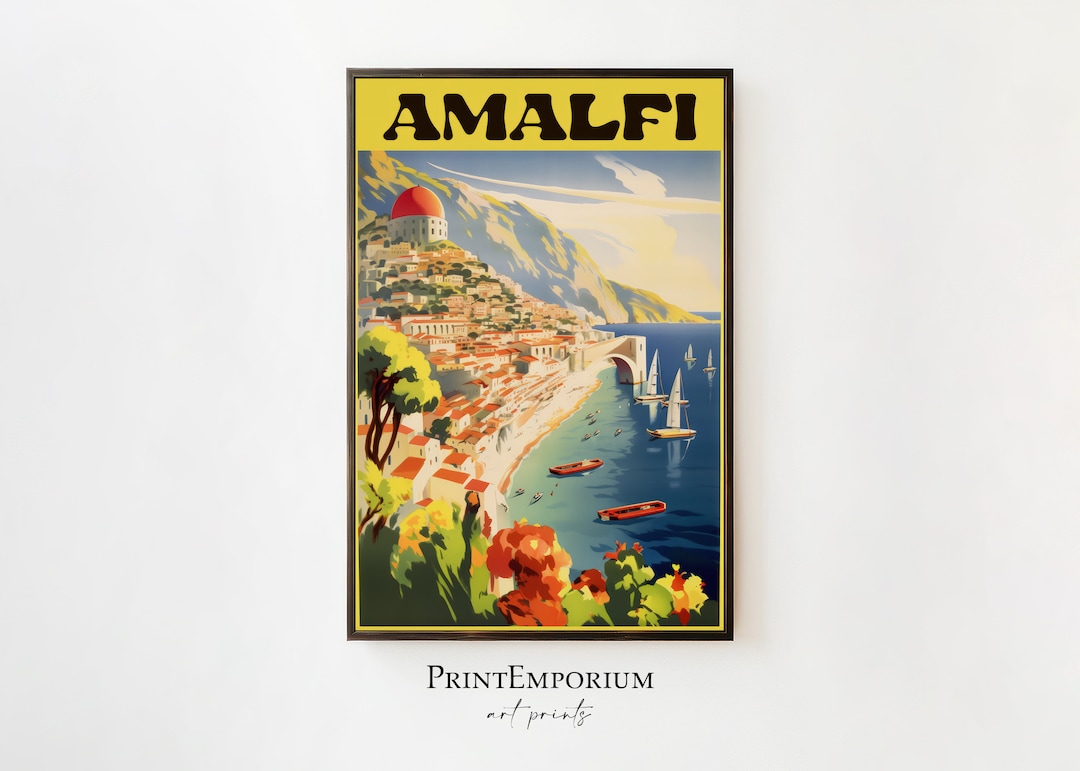 Amalfi Coast Travel Poster, Vintage Travel Poster, Italy Travel Poster ...