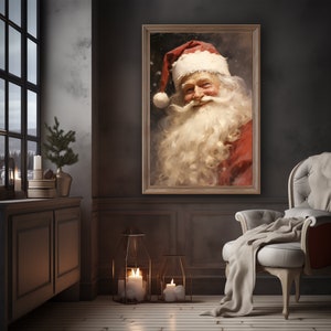 Santa Claus Printable Portrait Painting, Vintage Christmas Wall Art ...