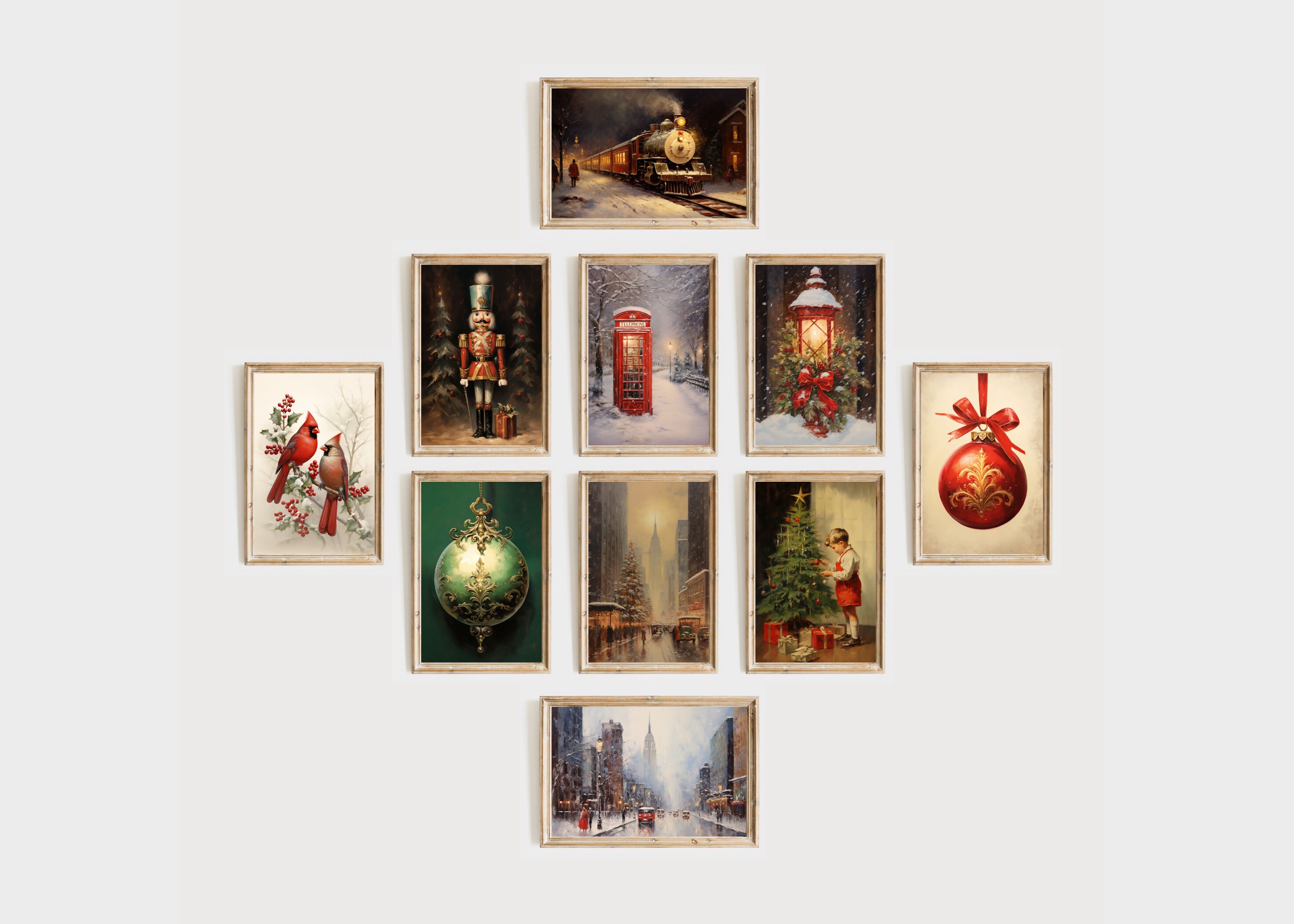 Vintage Christmas Gallery Wall Art SET Printable Rustic Christmas Art ...