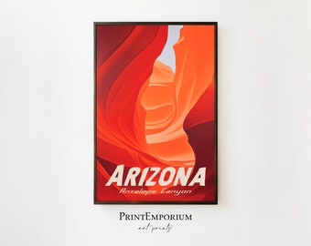 Arizona Travel Poster, Arizona Souvenir, Southwest Print, Retro Wall ...