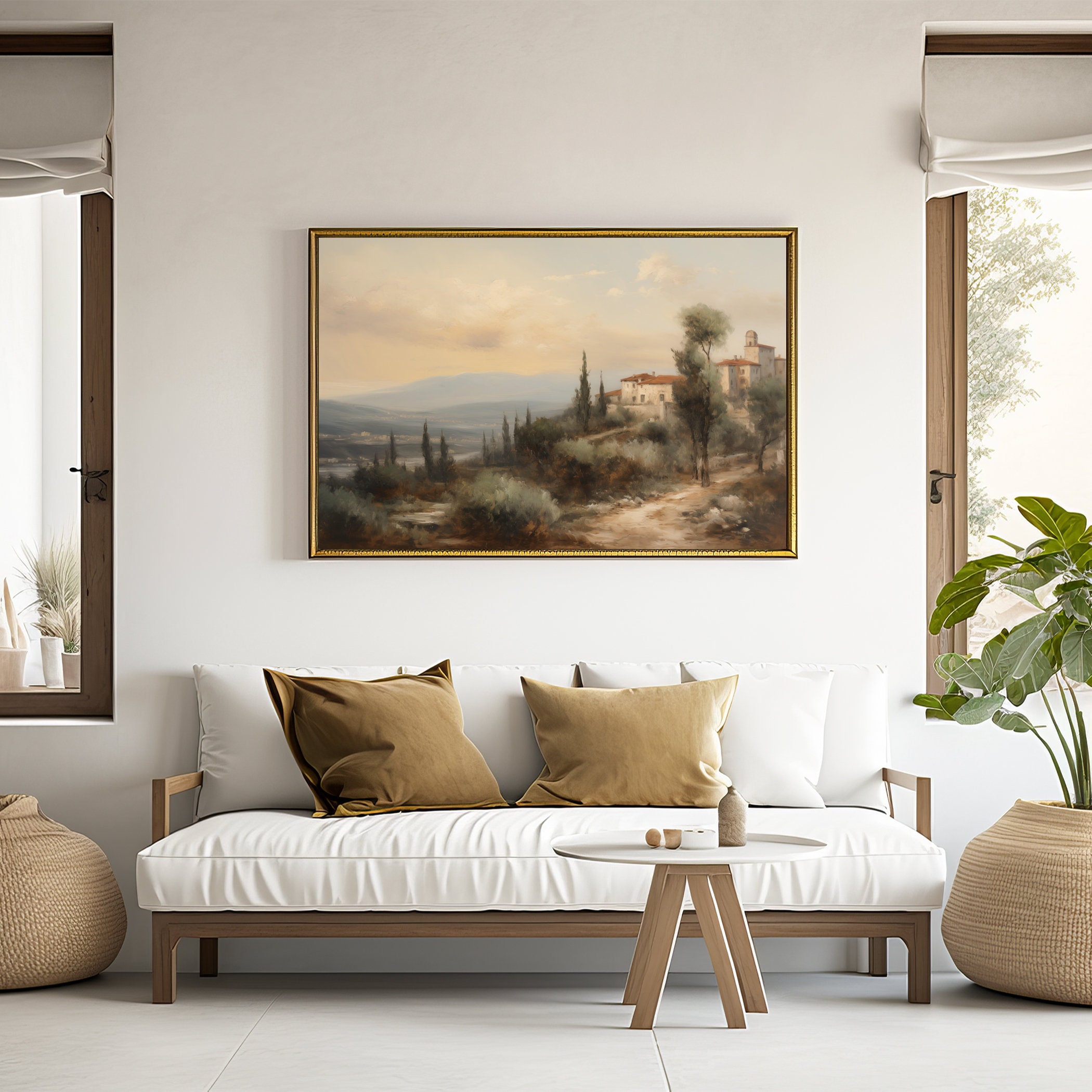 PRINTABLE Italian Villa Landscape Wall Art | Vintage Tuscany Wall Decor ...