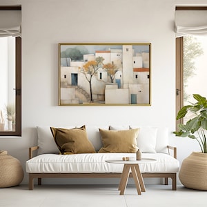 PRINTABLE Abstract Village Painting | Cubism Architecture Print ...