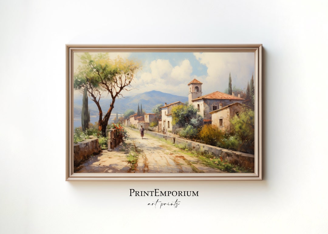 Vintage Italian Countryside Wall Art | Rustic European Village Print ...