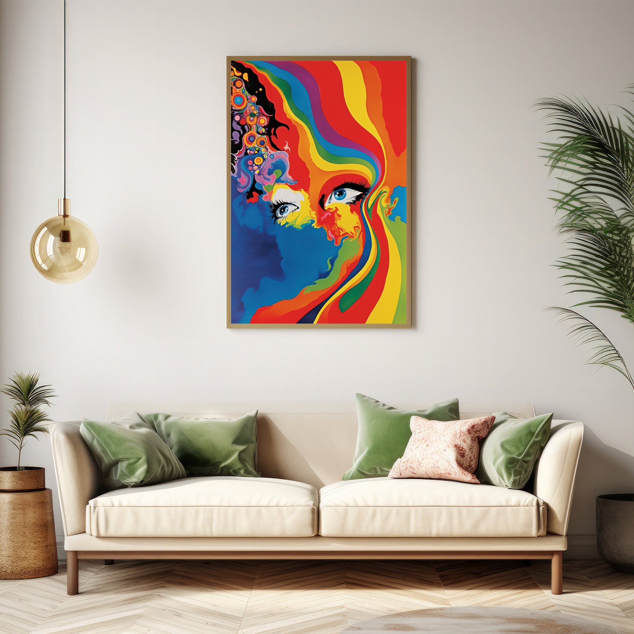 60s Psychedelic Woman Painting, 1960s Art Style, Pop Art Wall Decor ...