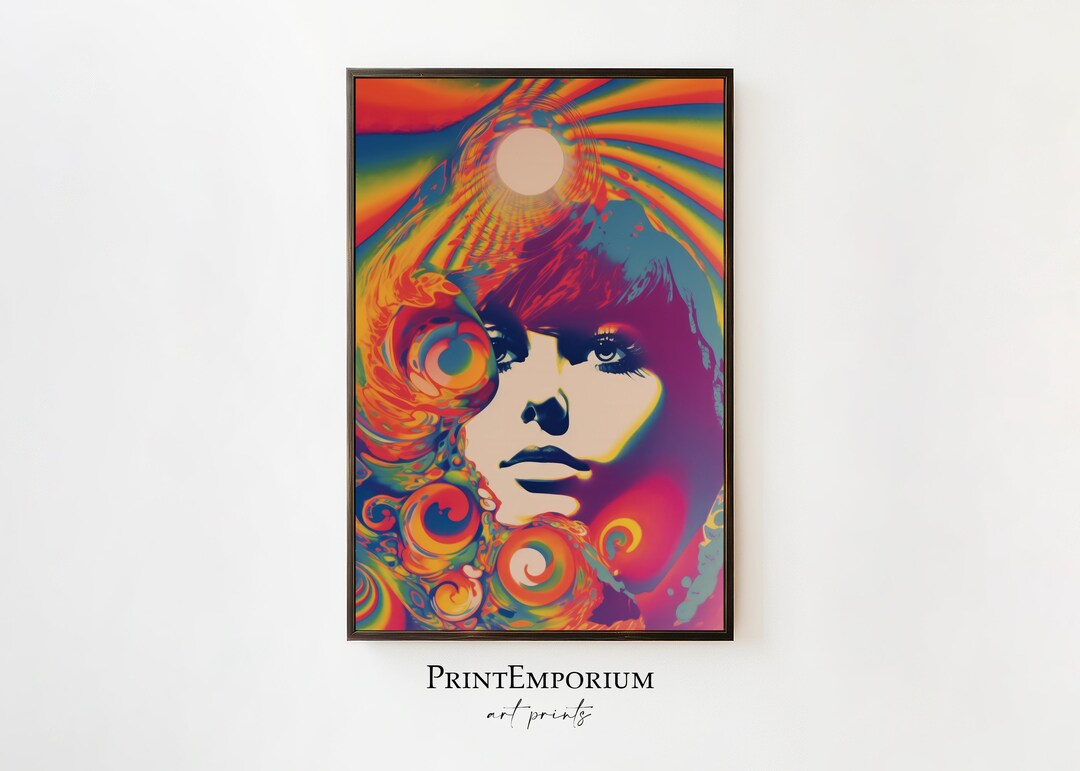 60s Psychedelic Woman Painting, 1960s Art Style, Psychedelic Art ...