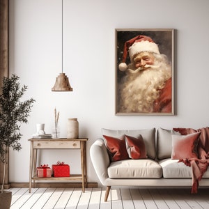 Santa Claus Printable Portrait Painting, Vintage Christmas Wall Art ...