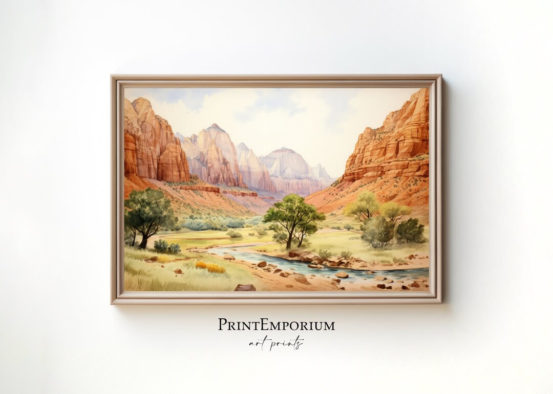 Zion Watercolor Art Print, National Park Painting, Zion Wall Art, Zion ...