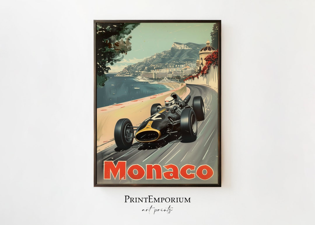 Retro Monaco Formula 1 Print | Grand Prix Wall Art | Luxury Racing ...