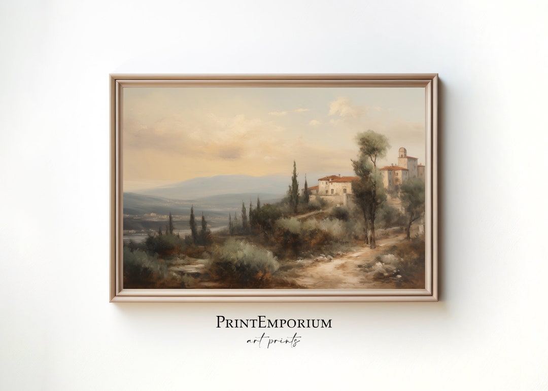 PRINTABLE Italian Villa Landscape Wall Art | Vintage Tuscany Wall Decor ...