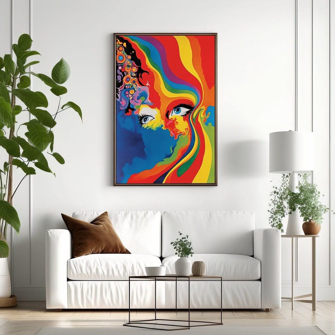 60s Psychedelic Woman Painting 1960s Art Style Pop Art Wall - Etsy Canada