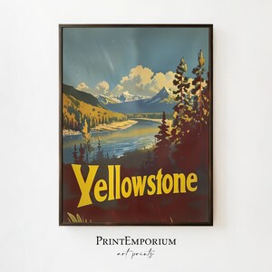 Vintage Yellowstone Travel Poster, National Park Print, Retro Wall Art ...