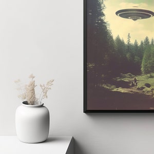 UFO Poster, Large UFO Wall Art, Large Framed Art, Home Decor, Trippy ...