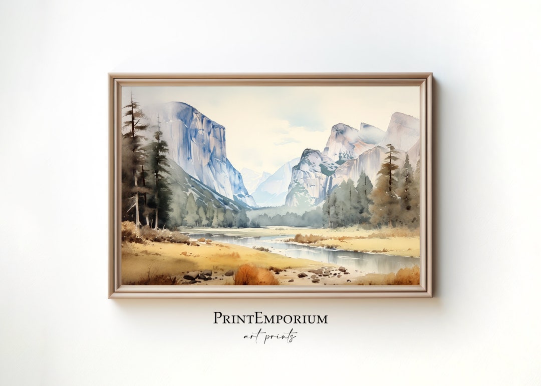 Yosemite Watercolor Art Print, National Park Painting, Printable ...