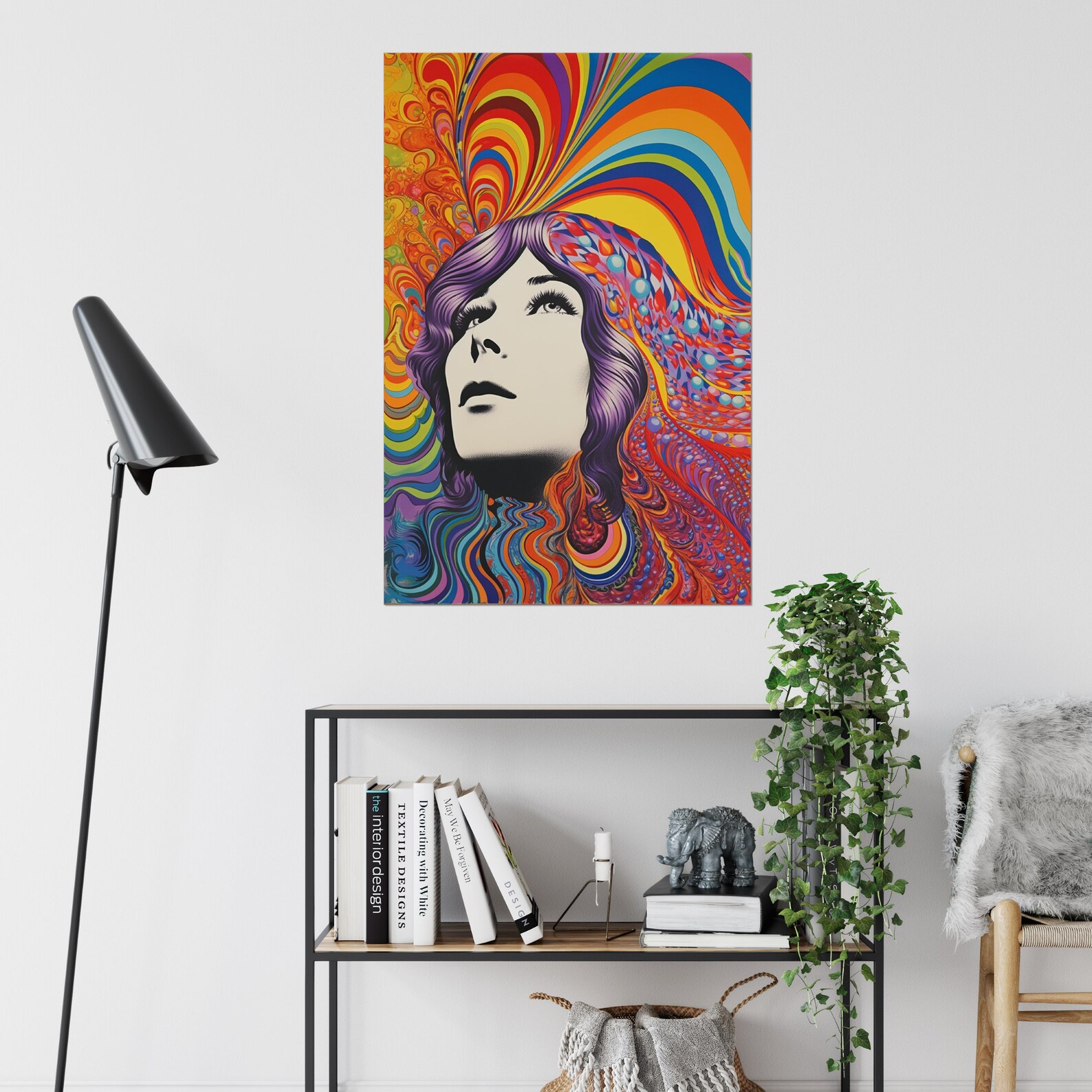 60s Psychedelic Woman Painting, 1960s Art Style, Pop Art Wall Decor ...
