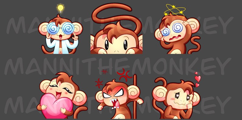 Manni the Monkey - Cute Emotes for Discord/twitch - Etsy