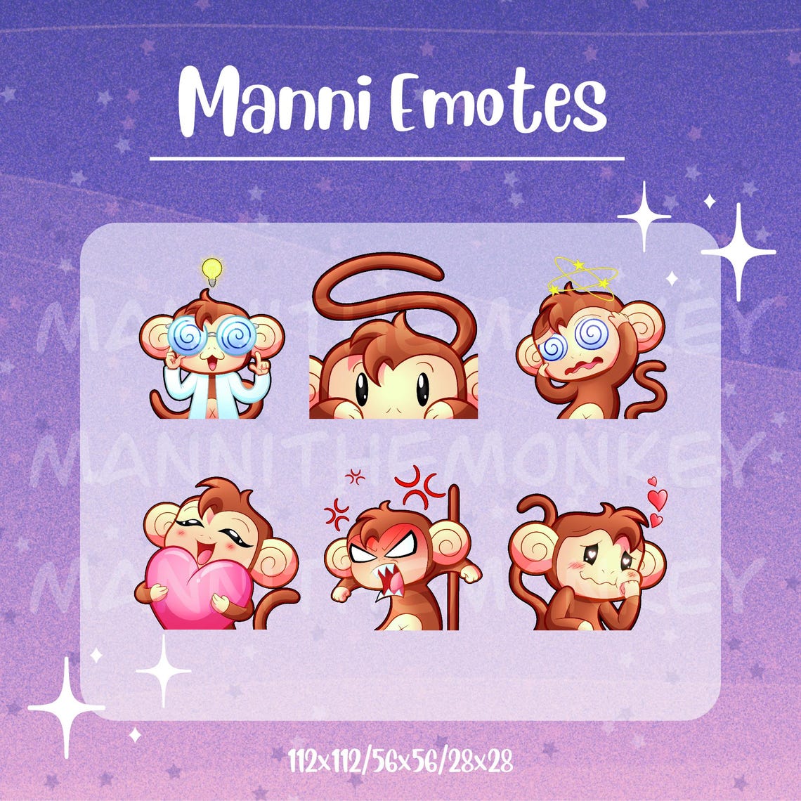 Manni the Monkey - Cute Emotes for Discord/twitch - Etsy