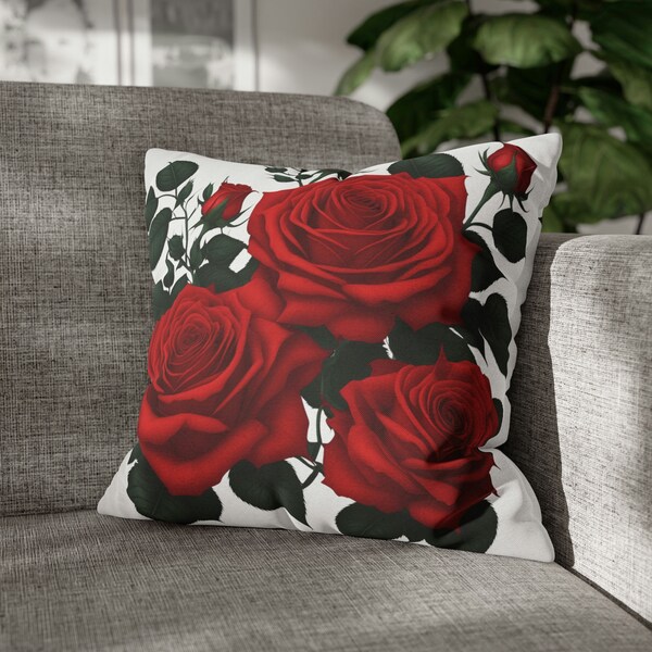Red Rose Pillow - Etsy