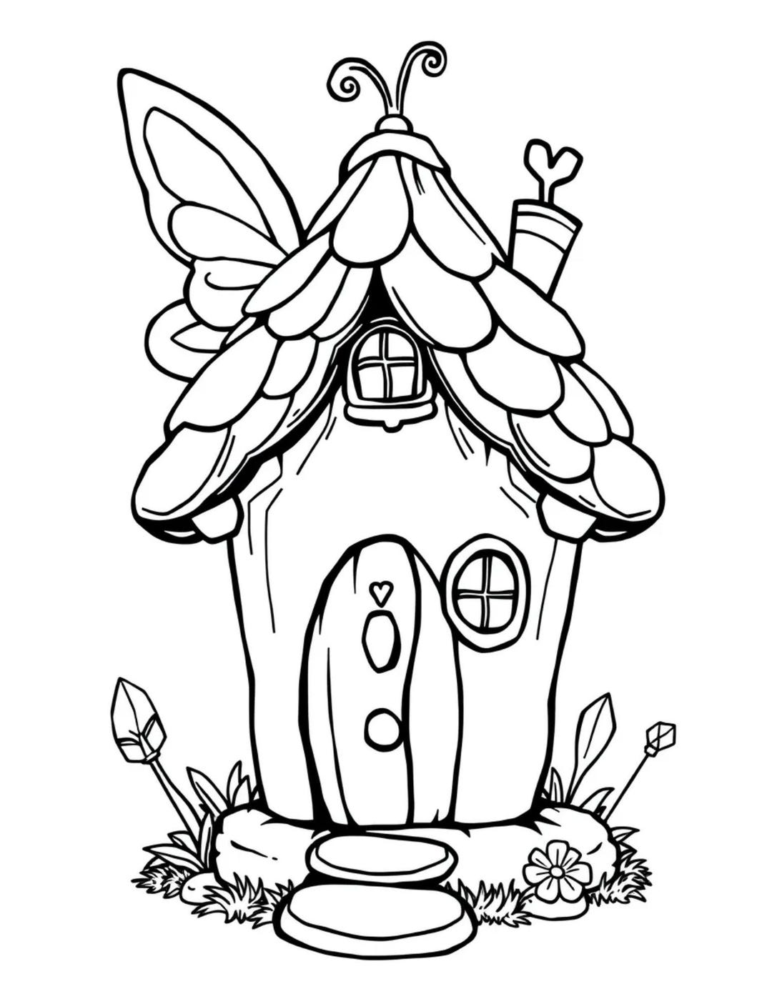 Whimsical Fairy Houses - Watercolor and Coloring Pages (digital ...